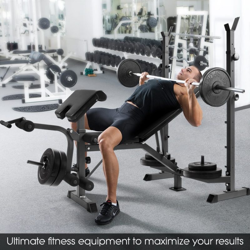 Everfit Multi-Station Weight Bench Press Fitness 48KG Barbell Set ...